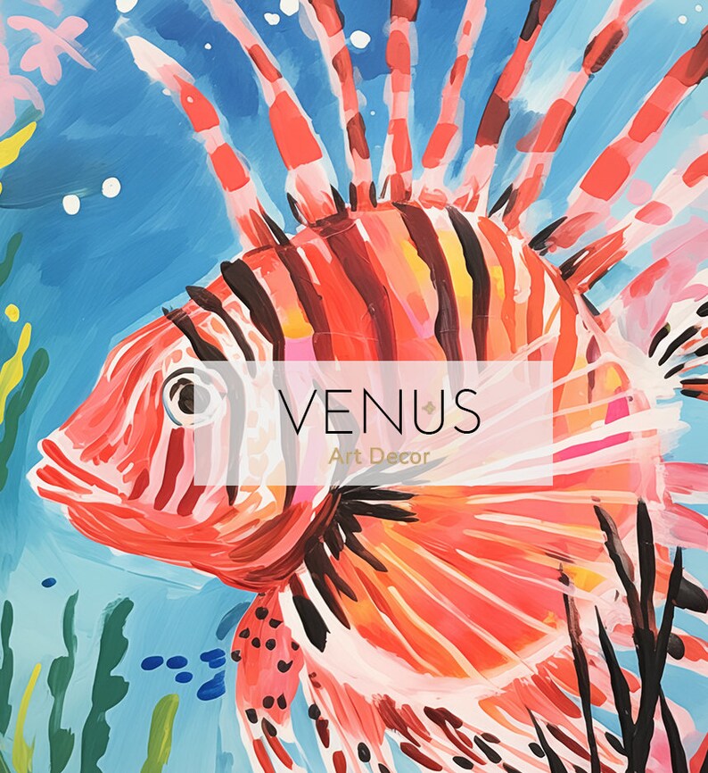 Lionfish Fish Print, Printable Aquarium Poster, Sea Life Colorful ...