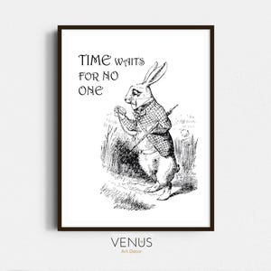 The White Rabbit Motivational Quote Poster, Alice in Wonderland Decor ...
