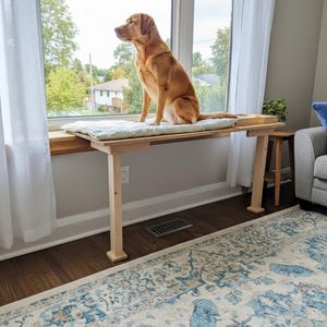 Wooden Dog Window Perch: Natural Wood Windowsill Seat, Custom Size - Etsy