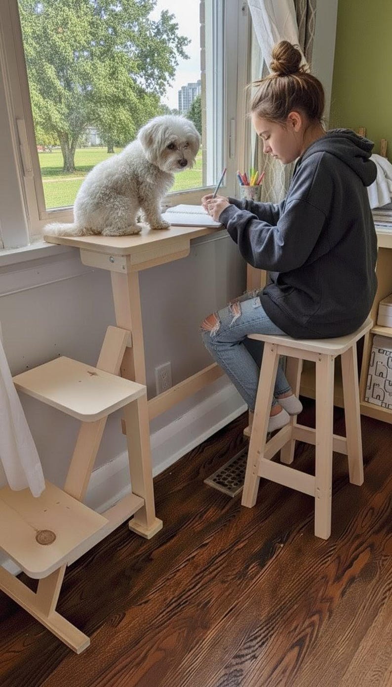 Window Perch for Dogs With Stairs — No-drill, Easy Install,handmade in ...