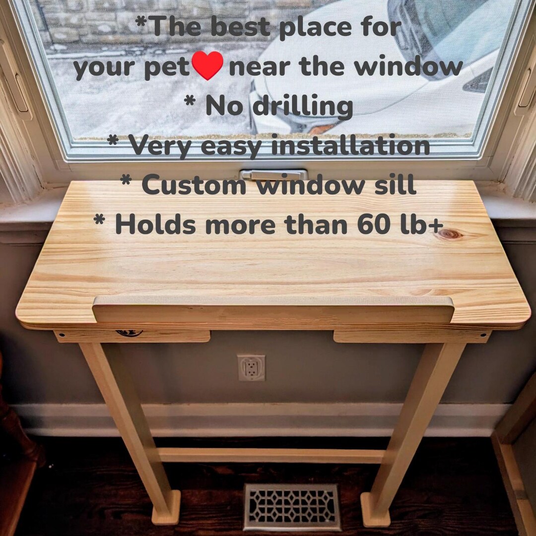 Wooden Dog Window Perch: No-drill Pet Windowsill, Custom Size - Etsy