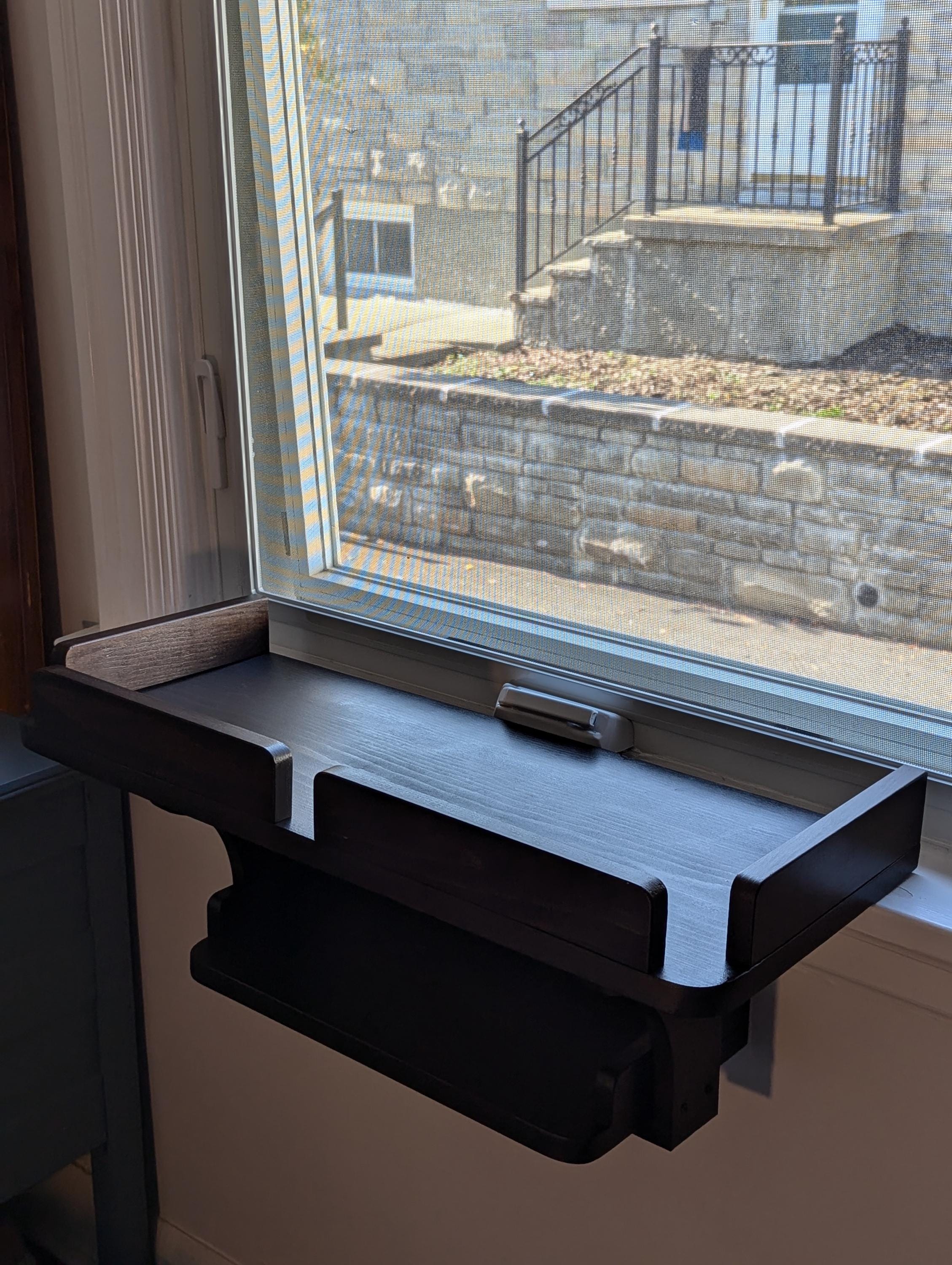 Small Dog Window Perch, Wooden Dog Window Seat, Natural Wood Pet Bed ...