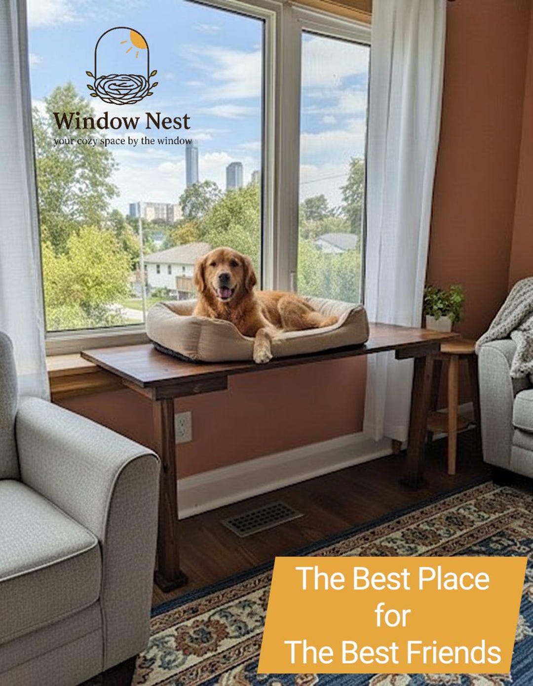 Wooden Dog Window Perch: No-drill Pet Windowsill, Custom Size - Etsy