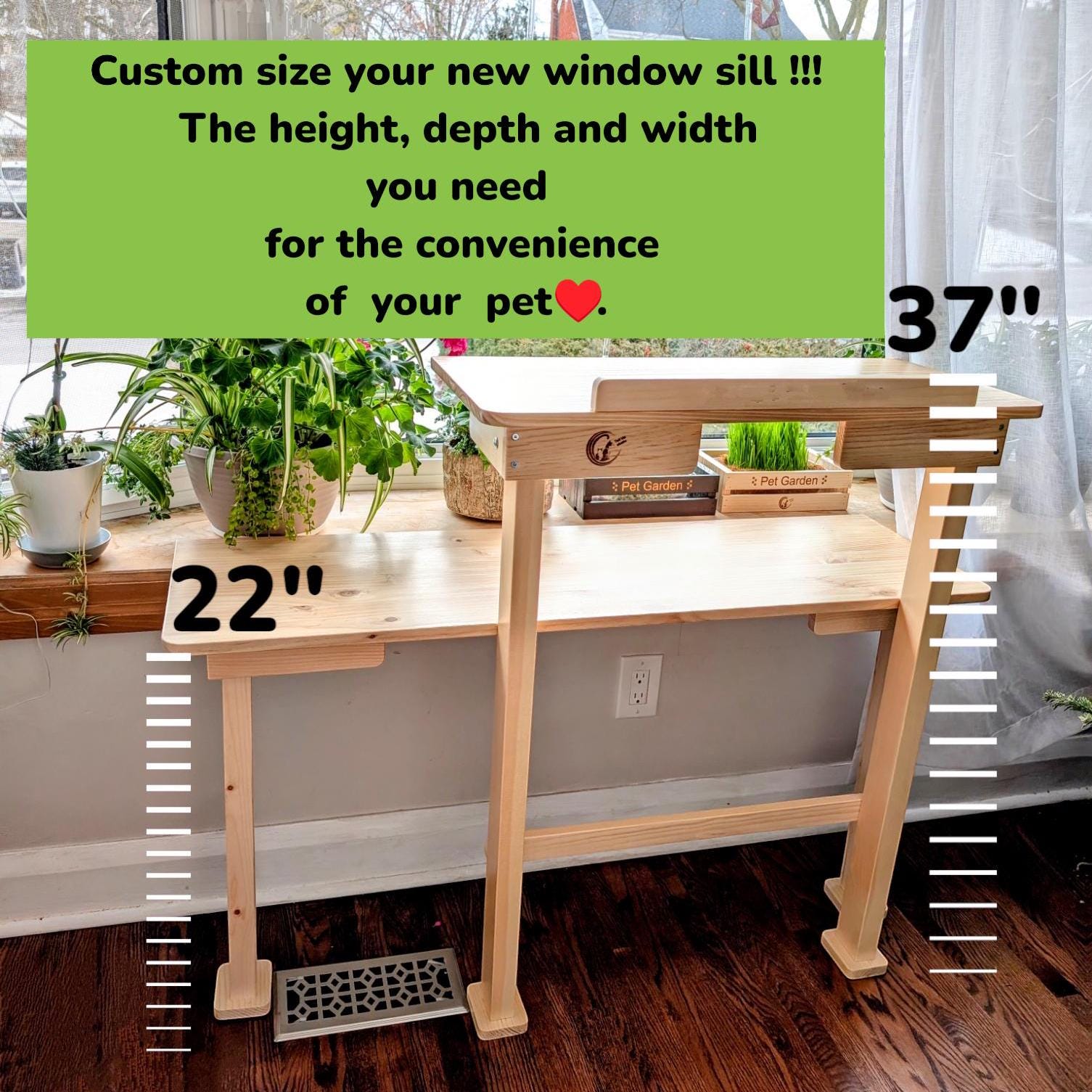 Wooden Dog Window Perch: No-drill Pet Windowsill, Custom Size - Etsy
