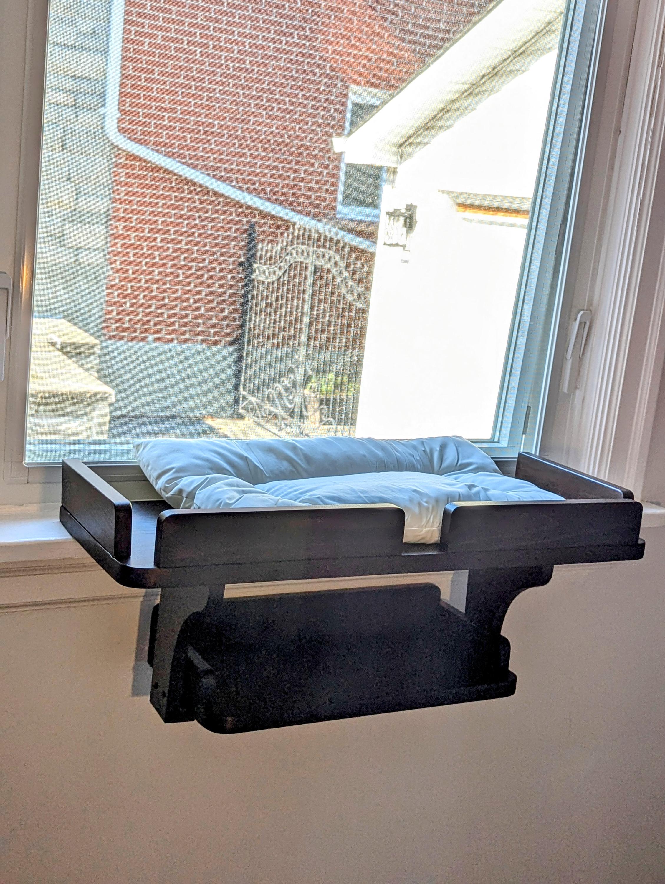Small Dog Window Perch, Wooden Dog Window Seat, Natural Wood Pet Bed ...