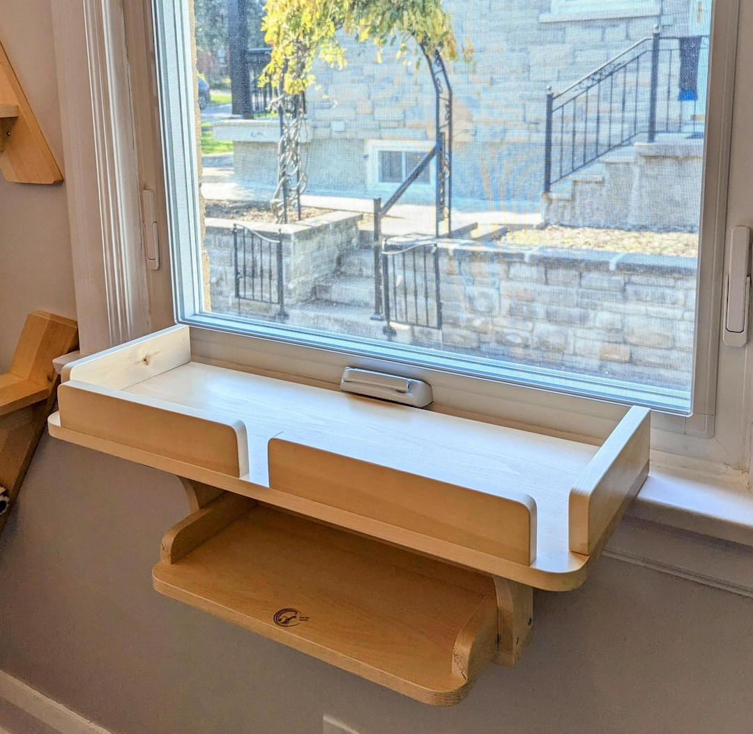 Wooden Dog Window Perch: Natural Windowsill Pet Seat With Storage - Etsy