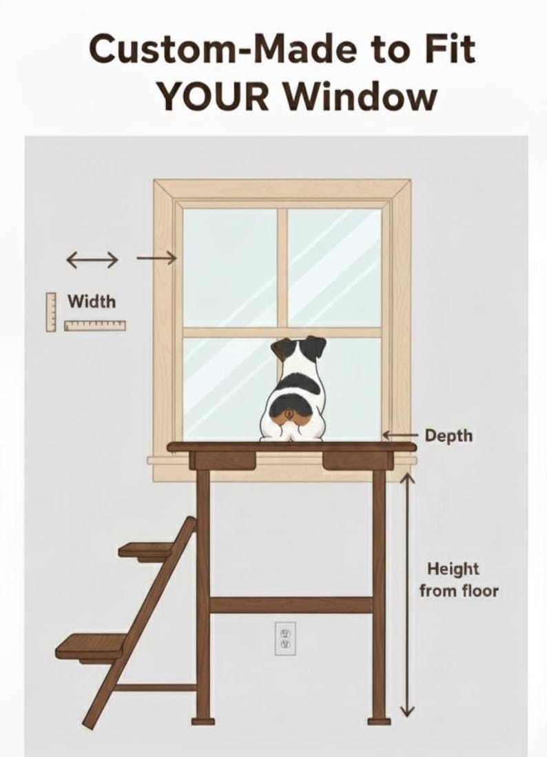 Window Perch for Dogs With Stairs — No-drill, Easy Install,handmade in ...