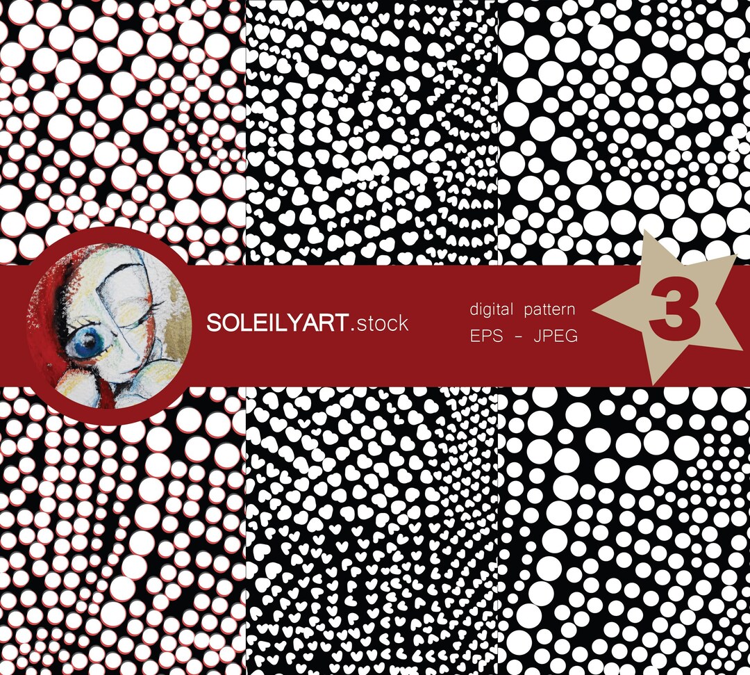 Dots Digital Paper, Dots Seamless Pattern, Dot Prints, Black and White ...