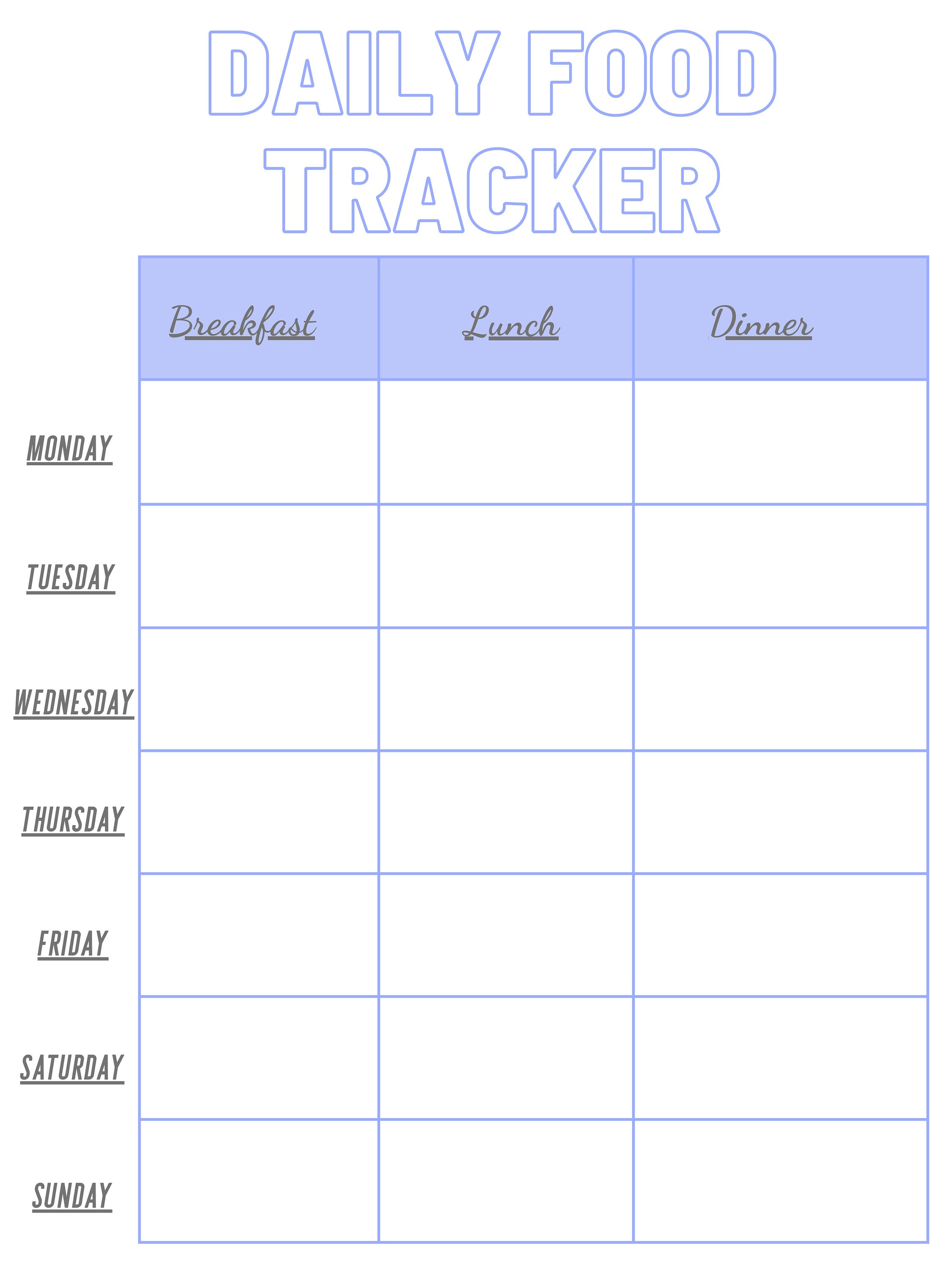 Daily Food Tracker - Etsy