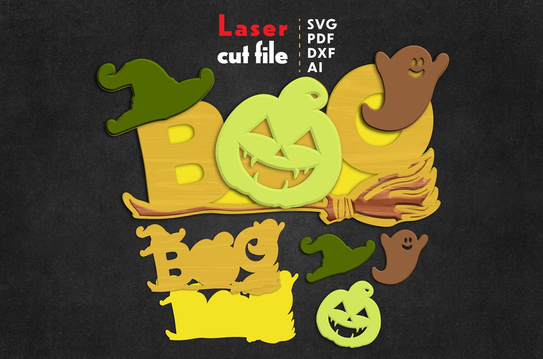 Halloween Ghost Boo Sign Laser Cut File, Ghost Boo Sign SVG, Halloween ...