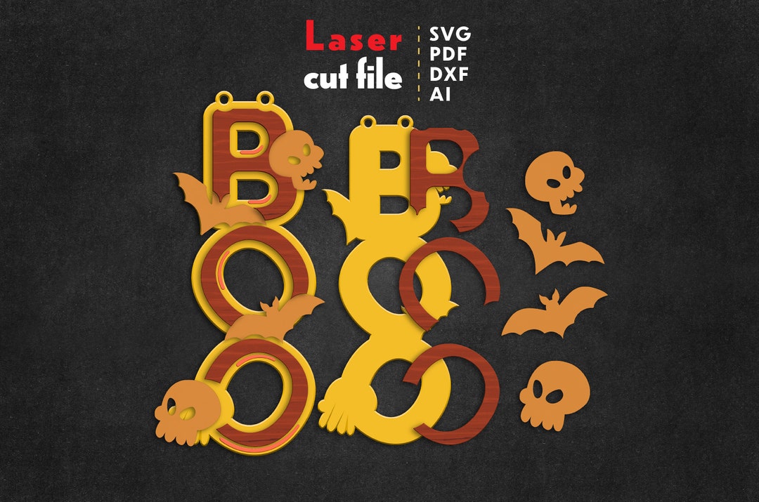 Halloween Boo Sign Laser Cut File, Boo Sign SVG for Glowforge, Dstylish ...