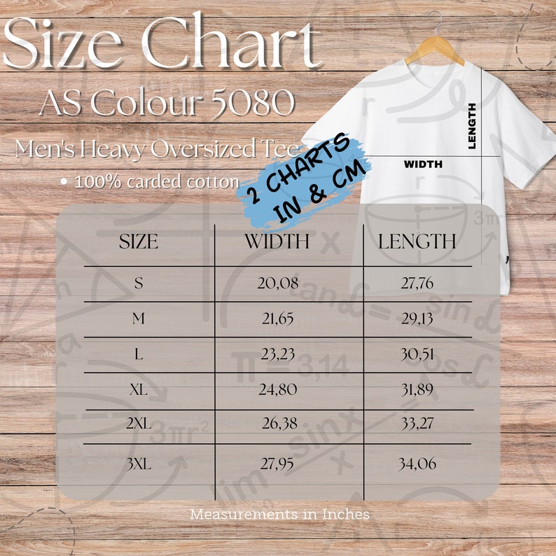 Size Chart AS Color 5080, Instant Download 5080 Size Chart,men's T ...