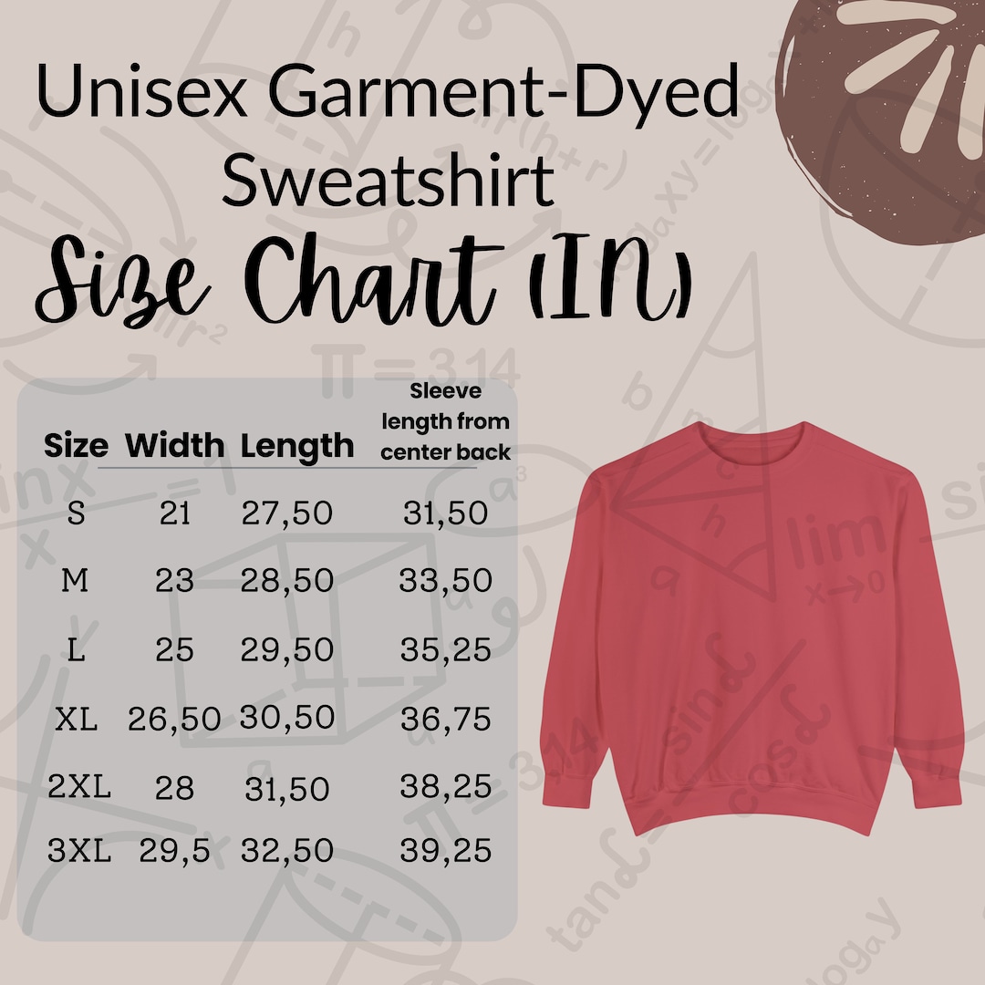 Unisex Sweatshirt Size Guide,digital Size Chart, Printify Sweatshirt ...