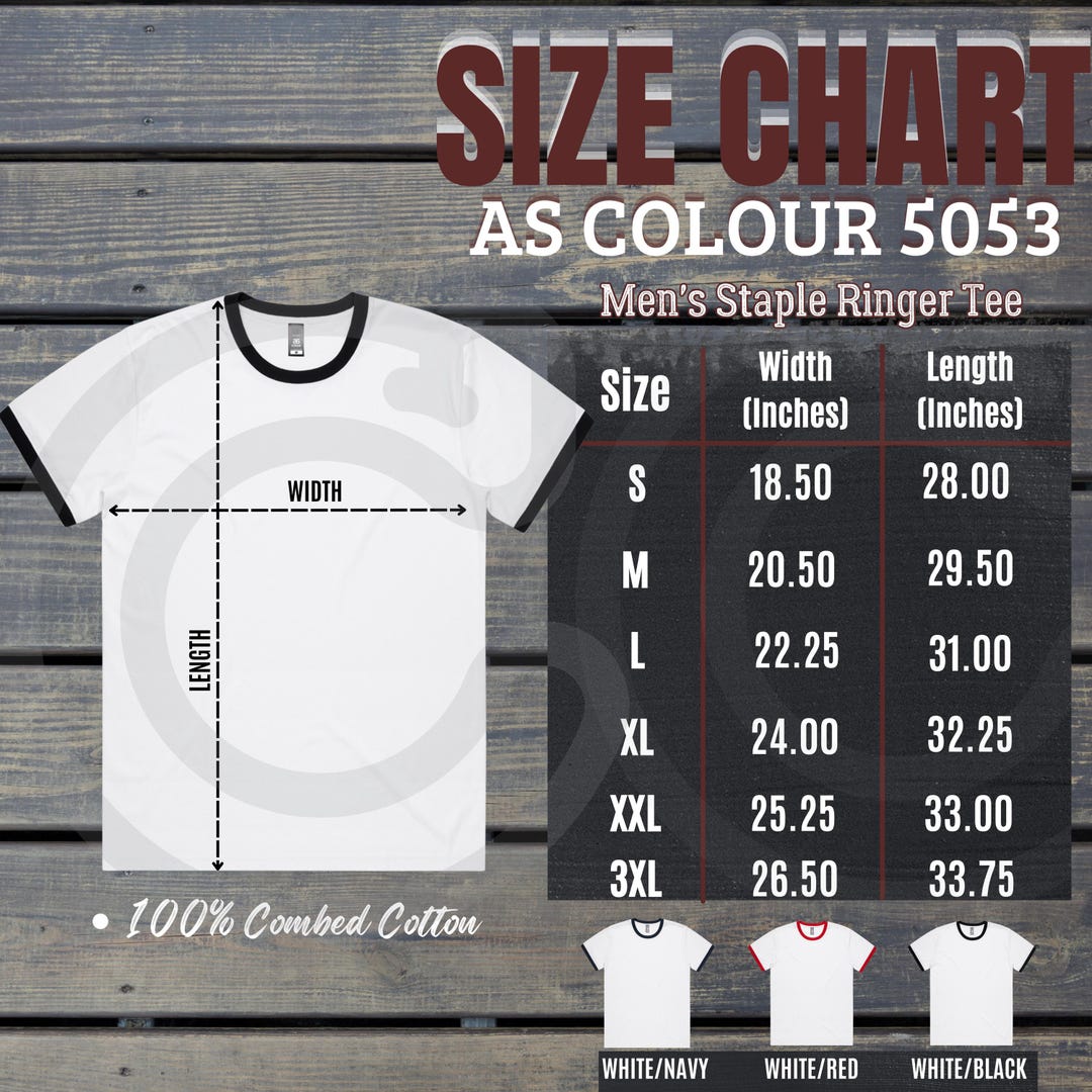 AS Color 5053 Size Chart, Men's Staple Ringer Tee Size Chart,digital AS ...