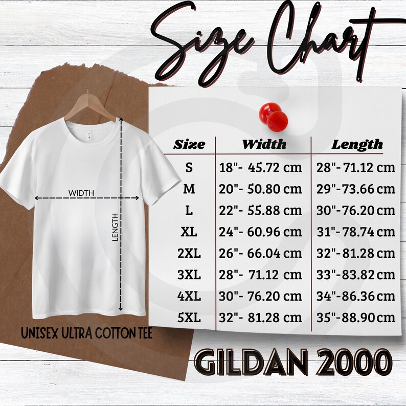 Unisex Ultra Cotton Tee Size Chart, Gildan 2000 Size Chart, T-shirt ...