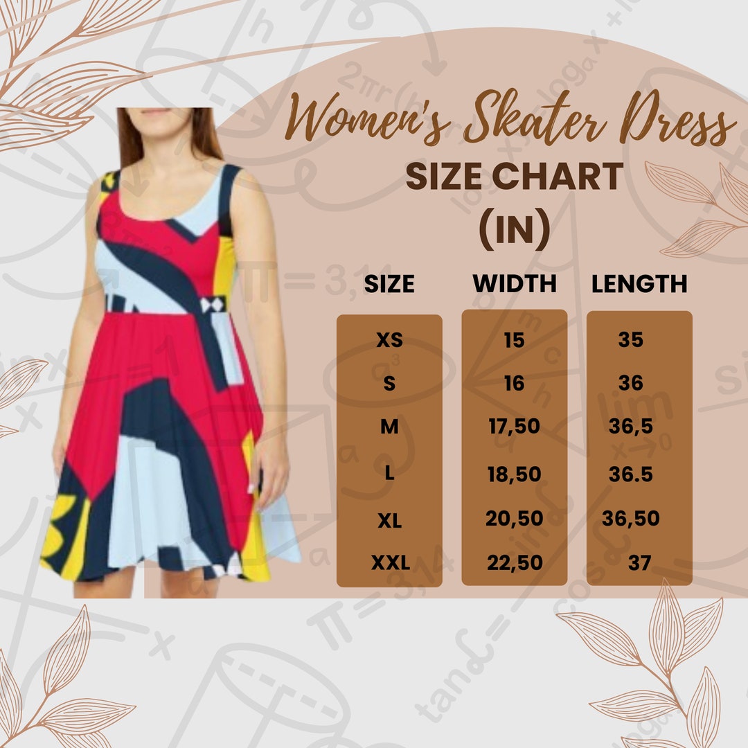 Digital Size Chart, Skater Dress Size Chart, Women's Dress Size Guide ...