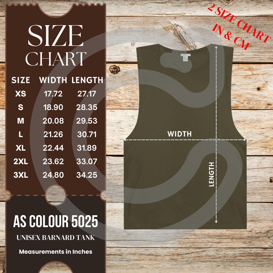 Unisex Barnard Tank Size Chart, Barnard Tank Sizing Chart, AS Color ...