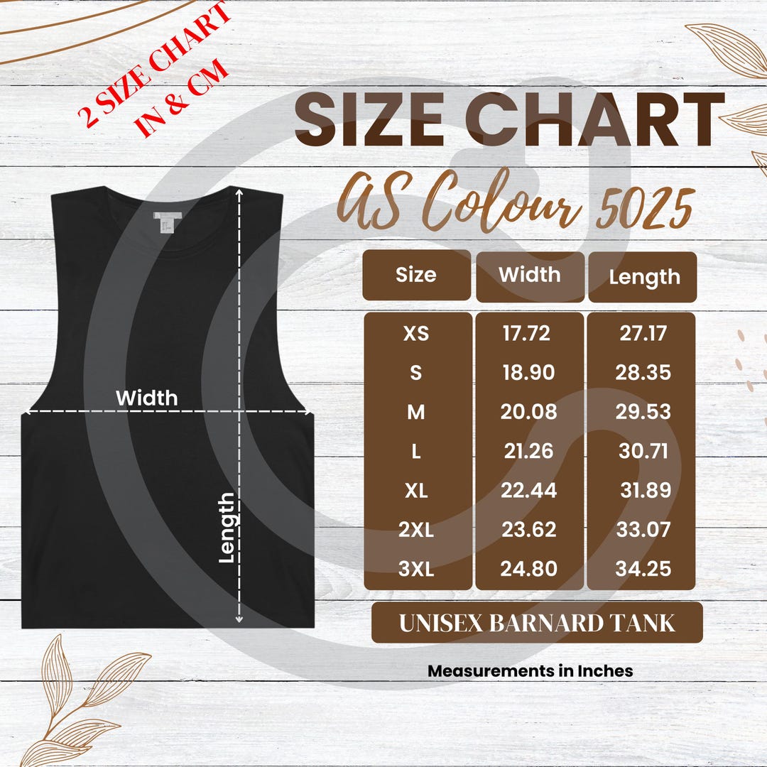Unisex Barnard Tank Size Chart, Barnard Tank Sizing Chart, AS Color ...