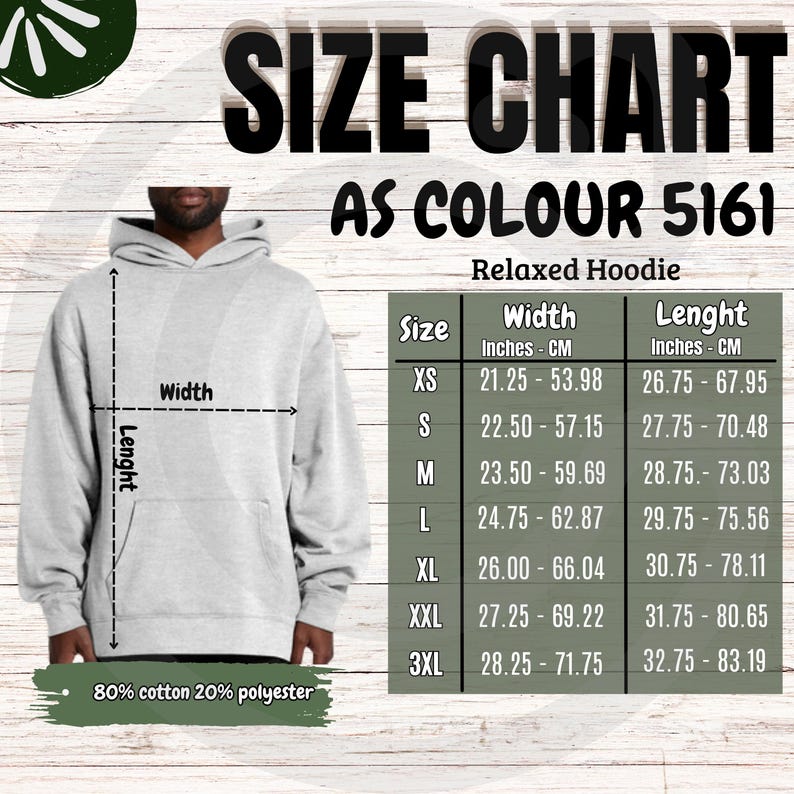AS Color 5161 Size Chart, Relaxed Hoodie Size Guide, AS Color Hoodie ...