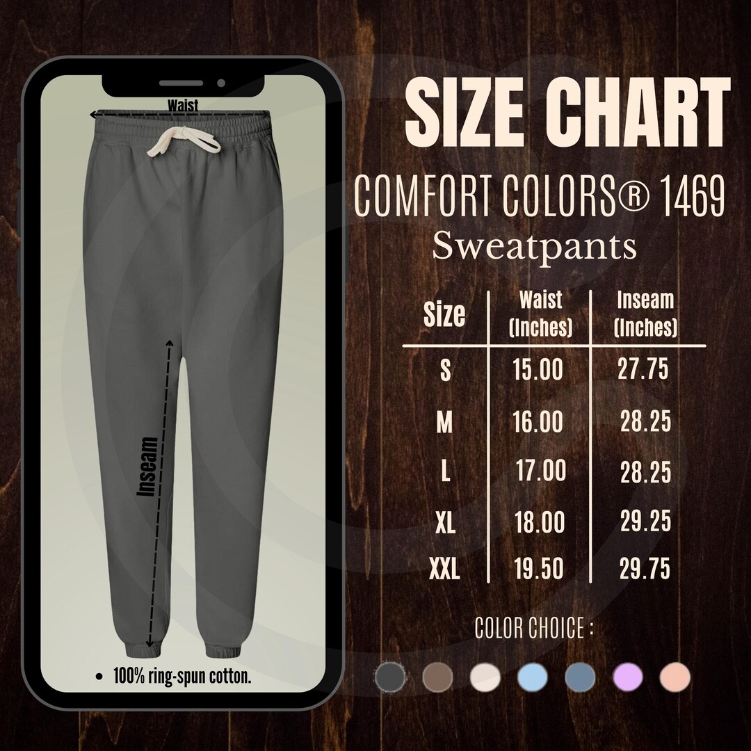 Comfort Colors 1469 Size Charts,garment Dyed Pants Sizing,digital ...