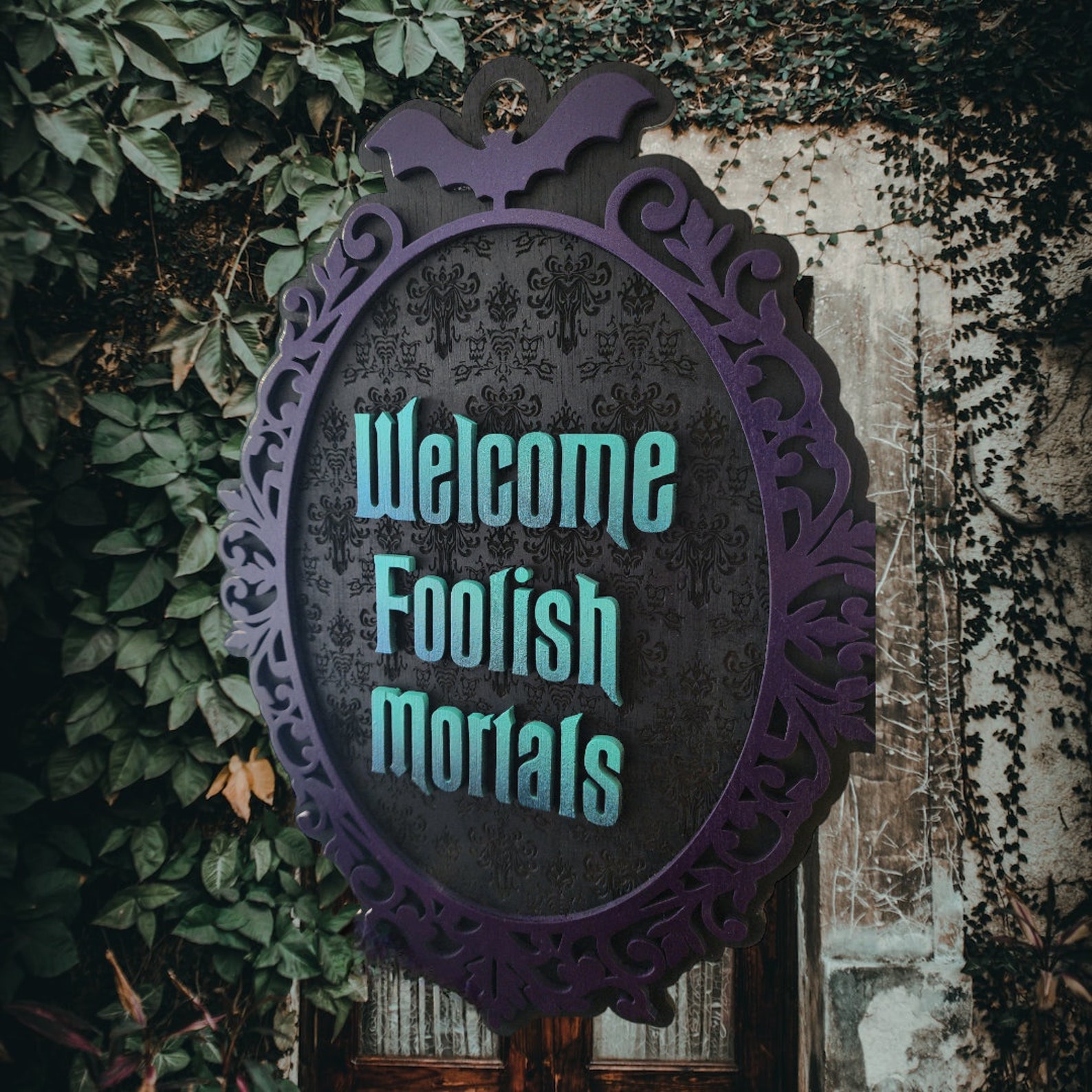 Welcome Foolish Mortals Door or Wall Hanger Decor Sign - Etsy