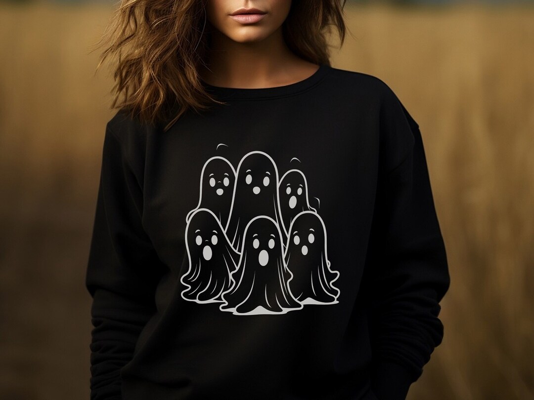 Cute Spooky Ghosts Outline Halloween Crewneck Sweatshirt | Spooky ...