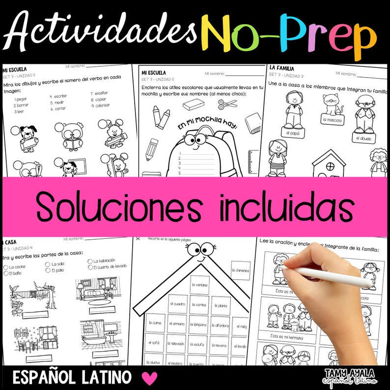 Spanish No Prep Worksheets | My Family, My House, My School | Family ...