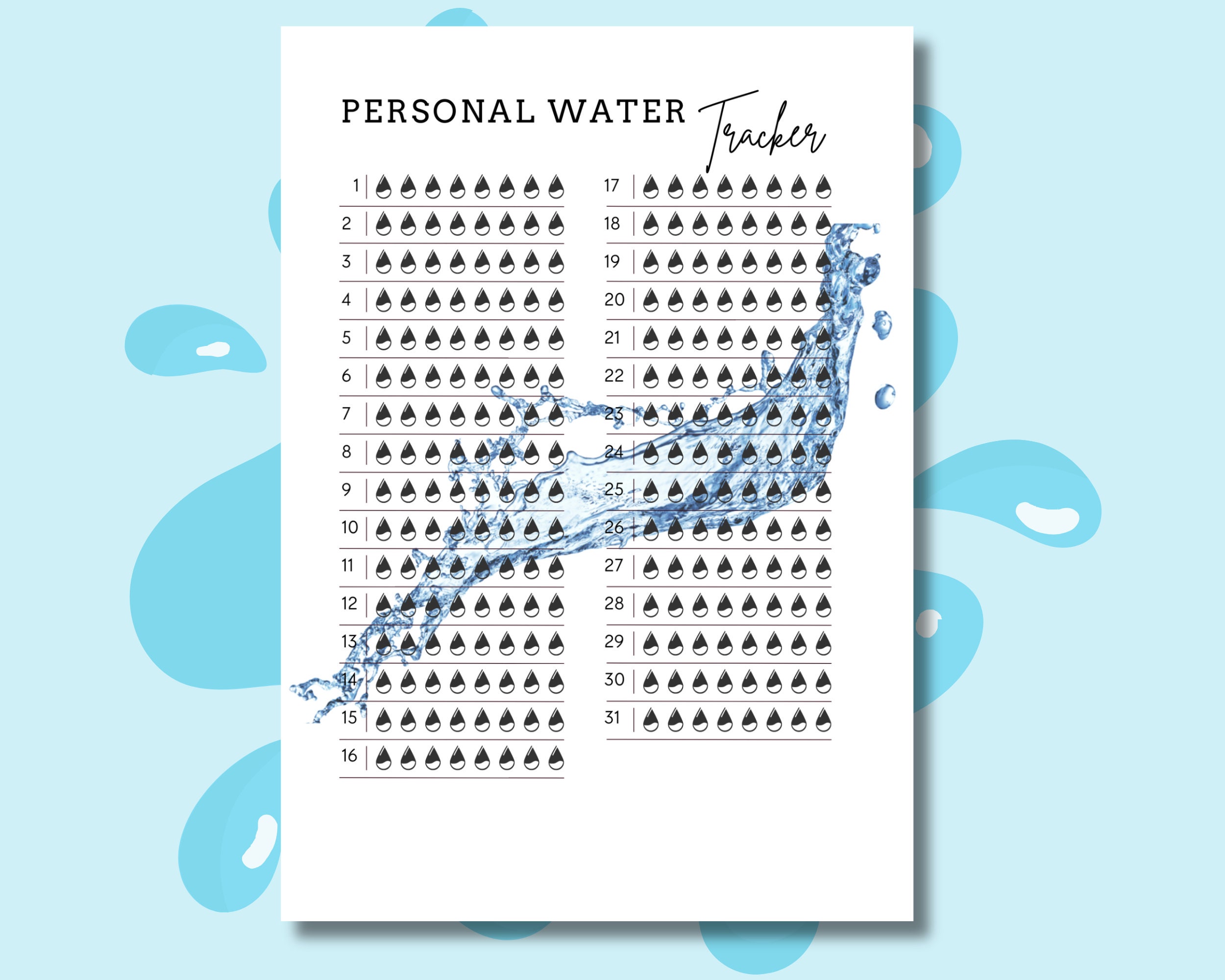 Water Plannermonthly Water Tracker Printable 31 Day Water - Etsy