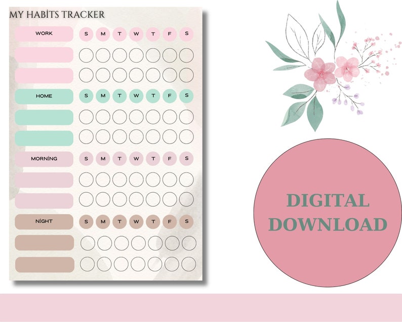 Habit Tracker Printable Habit Tracker Template Routine - Etsy