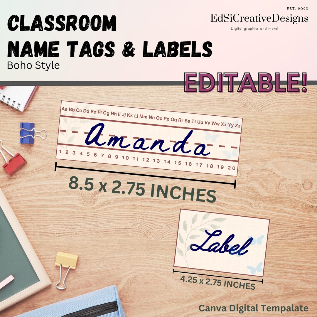 Printable Classroom Name Tags Boho Style Design Kindergarten - Etsy