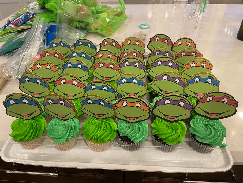 Green Turtles Cupcake Toppers - Etsy