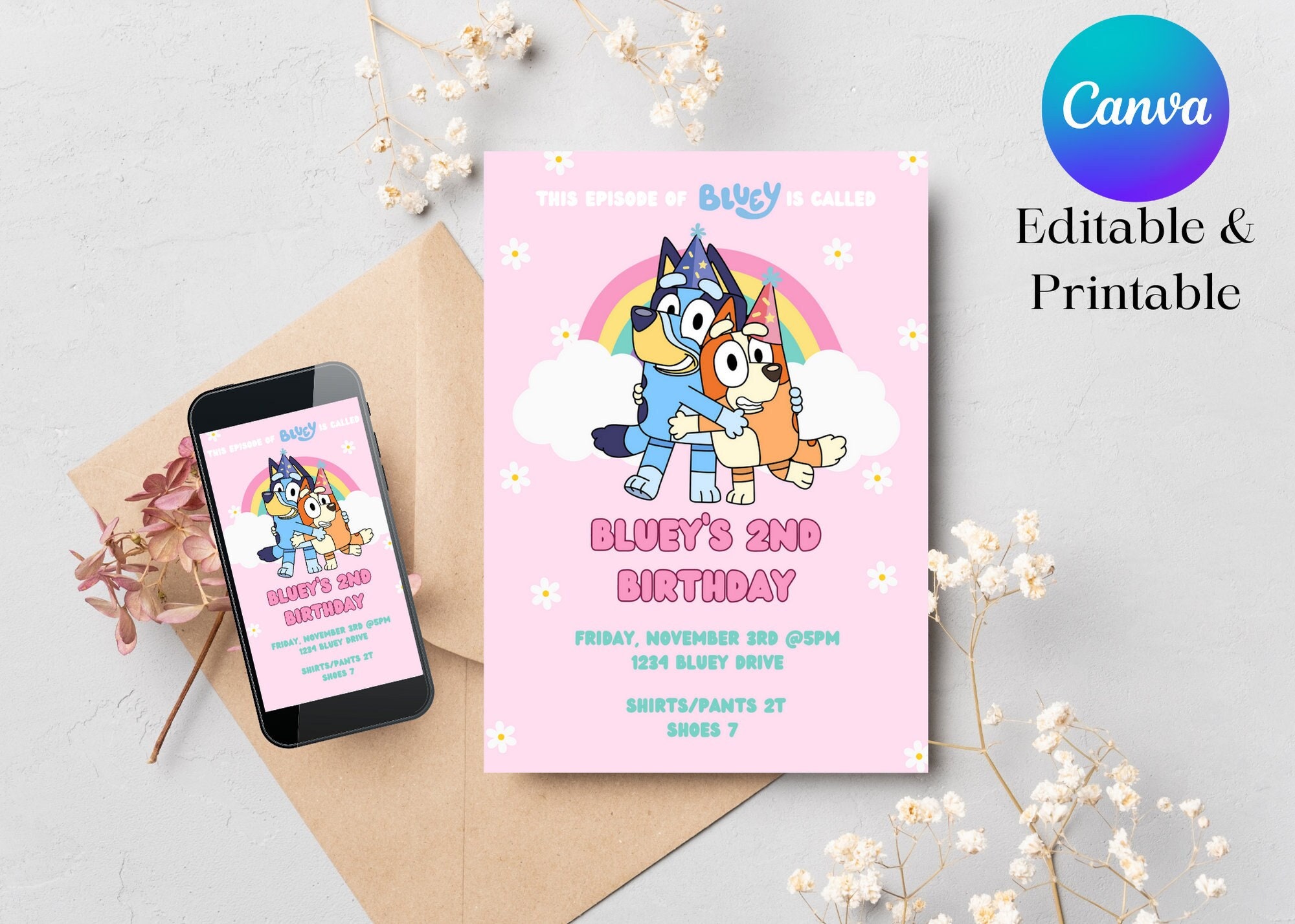 Bluey Birthday Invitation, Bluey Party Invite, Bluey Birthday Invite ...