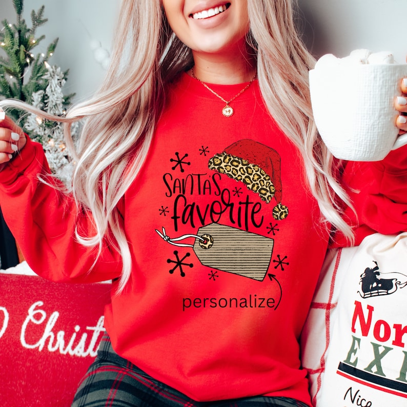 Santas Favorite Helper Sweater, Santas Favorite Custom Crewneck ...
