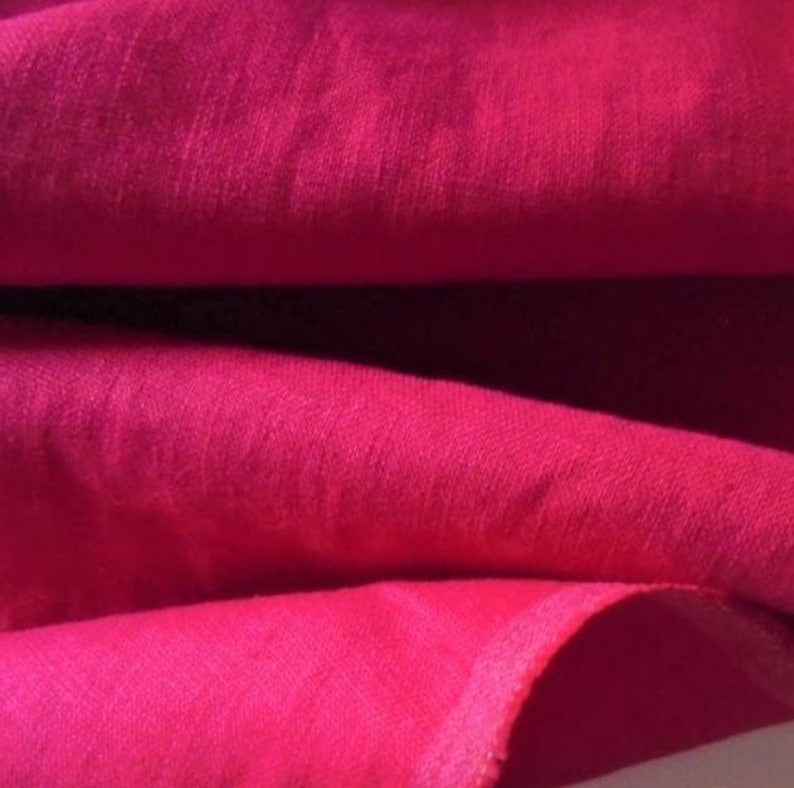 Viva Magenta Linen Curtain / 2 Panels / Linen Curtains With Rod Pocket ...