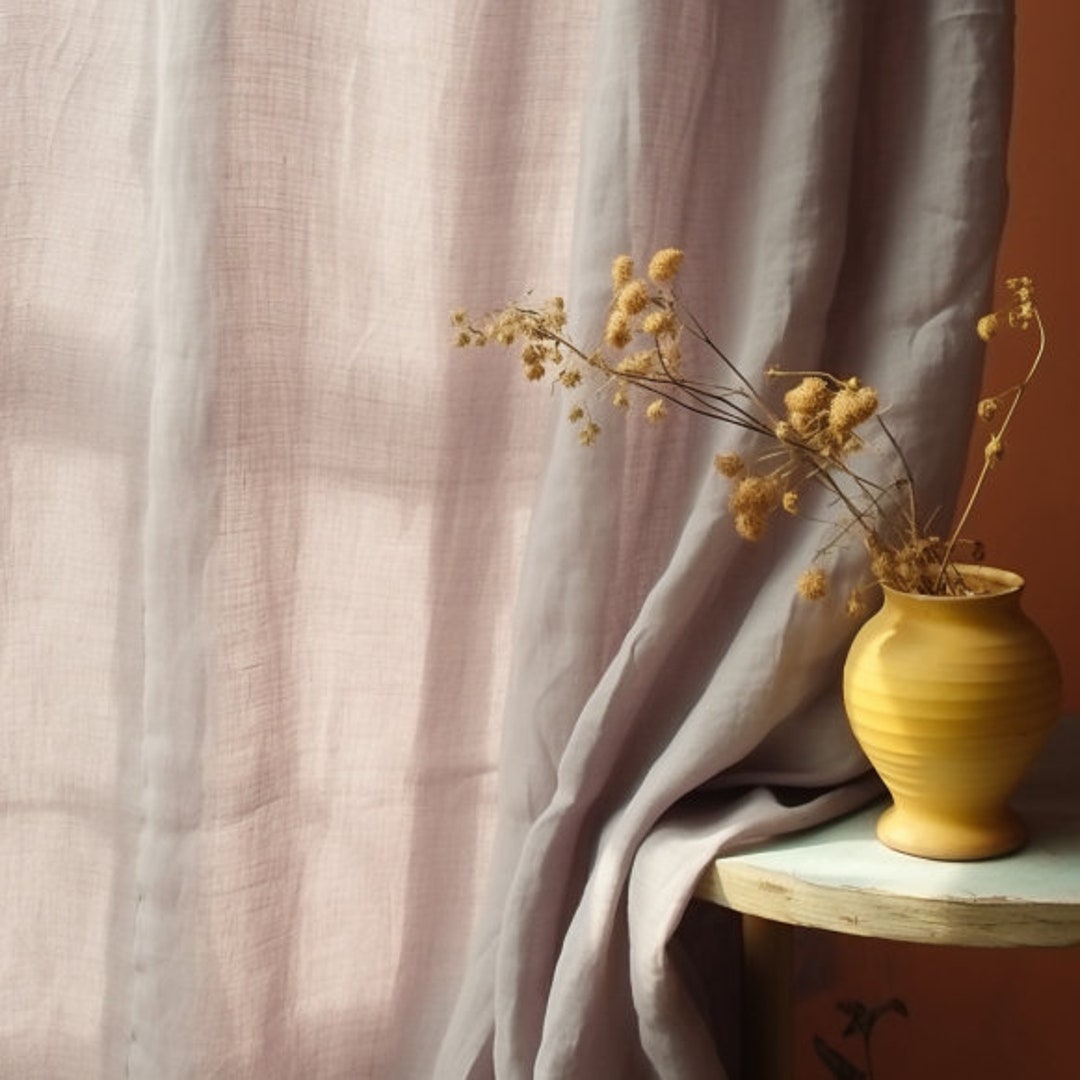 Violet Ice Linen Curtain / 2 Panels / Linen Curtains With Multi ...