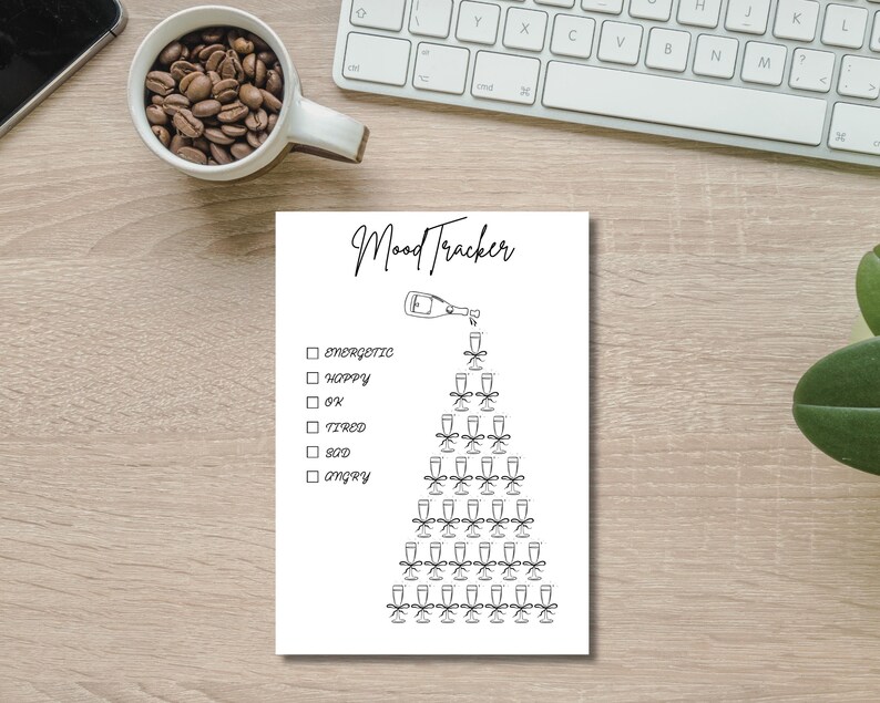 Champagne Mood Tracker Printable – Coloring Journal (digital Download ...