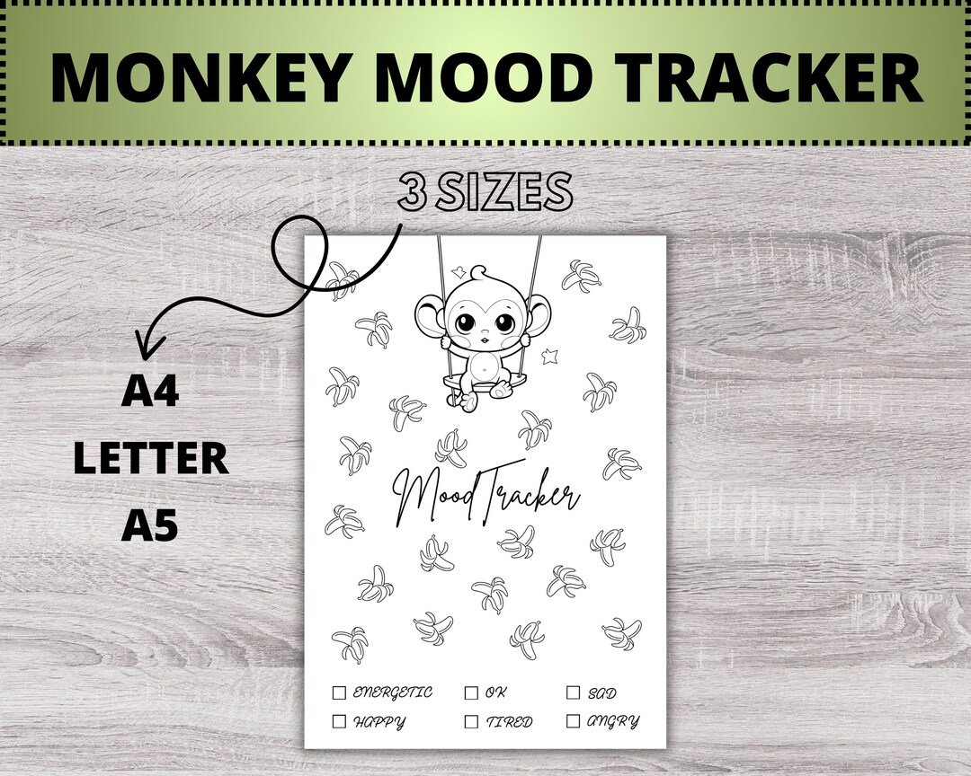 MONKEY MOOD TRACKER - Printable Journal Pages - Digital Planner Pages ...