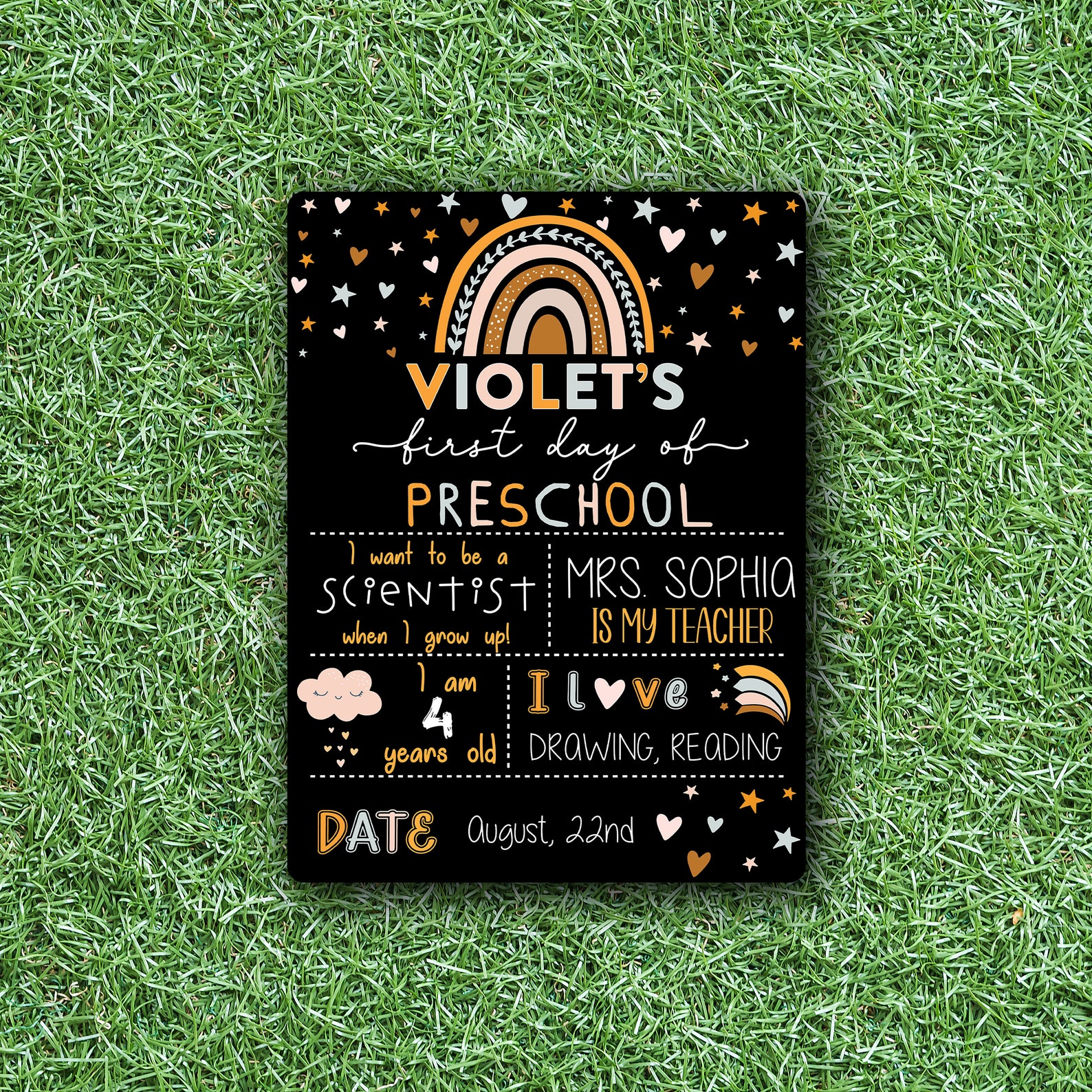 Boho Rainbow Back to School Sign, First Day of School Sign for Girls ...