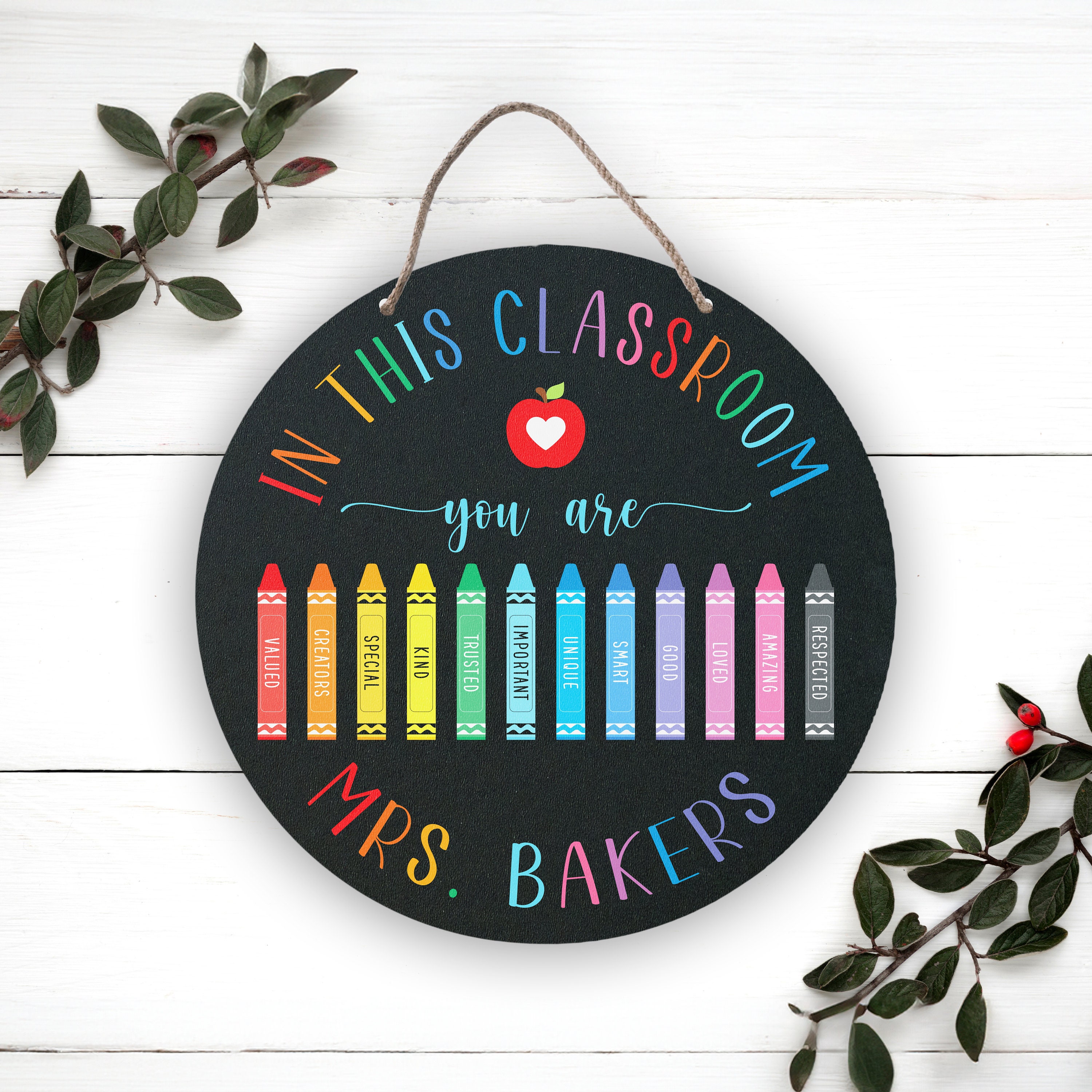 Personalized Classroom Wooden Sign, Teacher Door Sign, Teacher ...