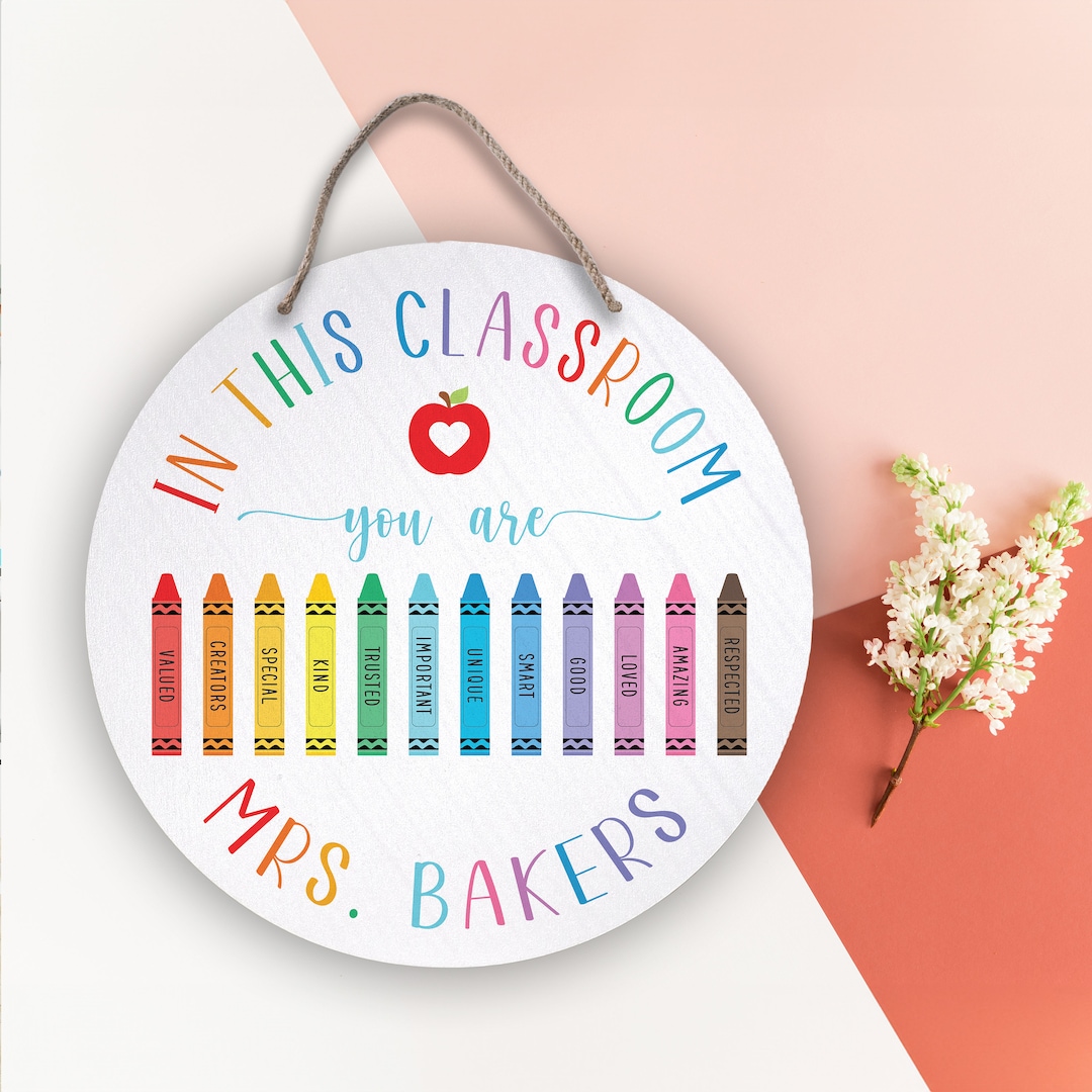 Personalized Classroom Wooden Sign, Teacher Door Sign, Teacher ...