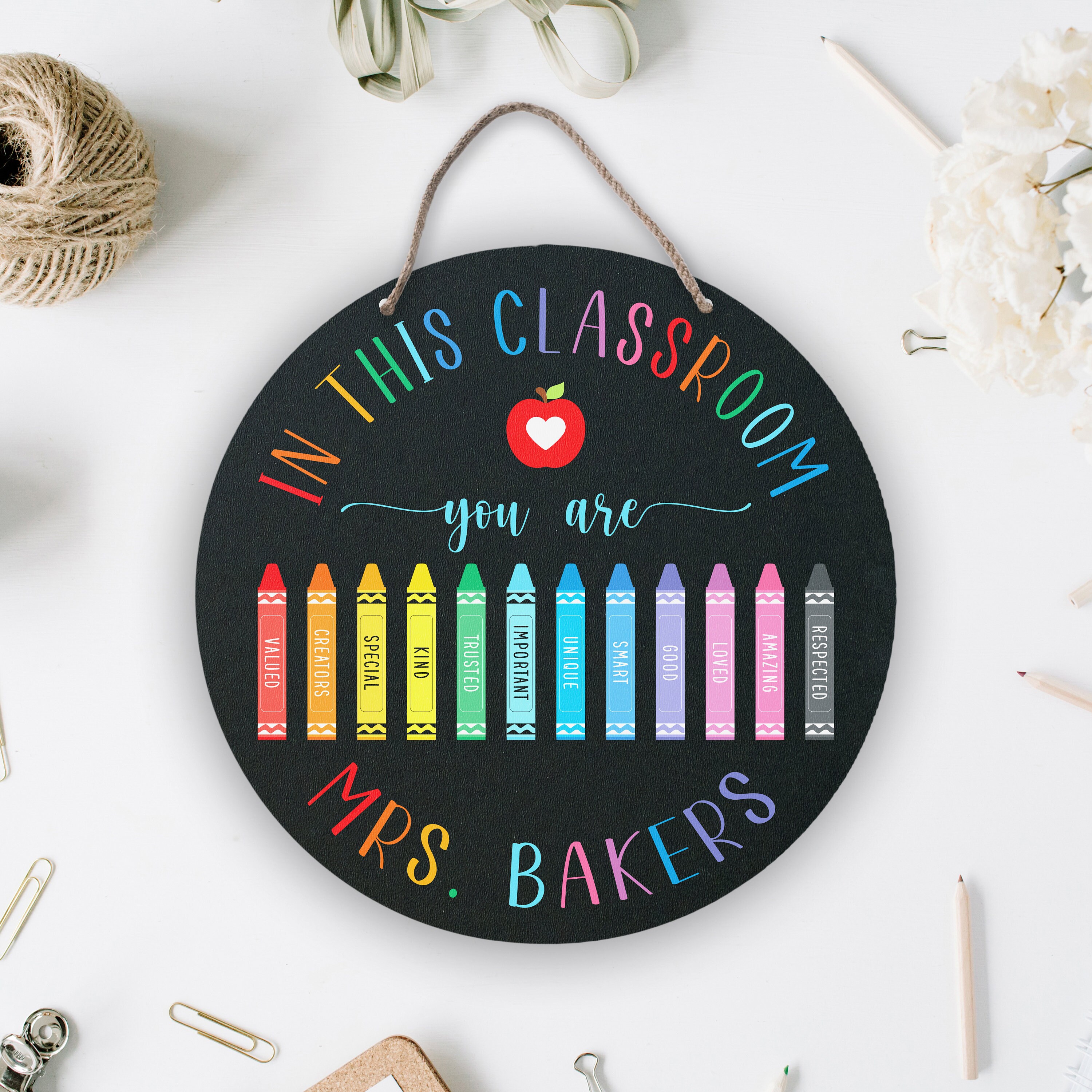 Personalized Classroom Wooden Sign, Teacher Door Sign, Teacher ...