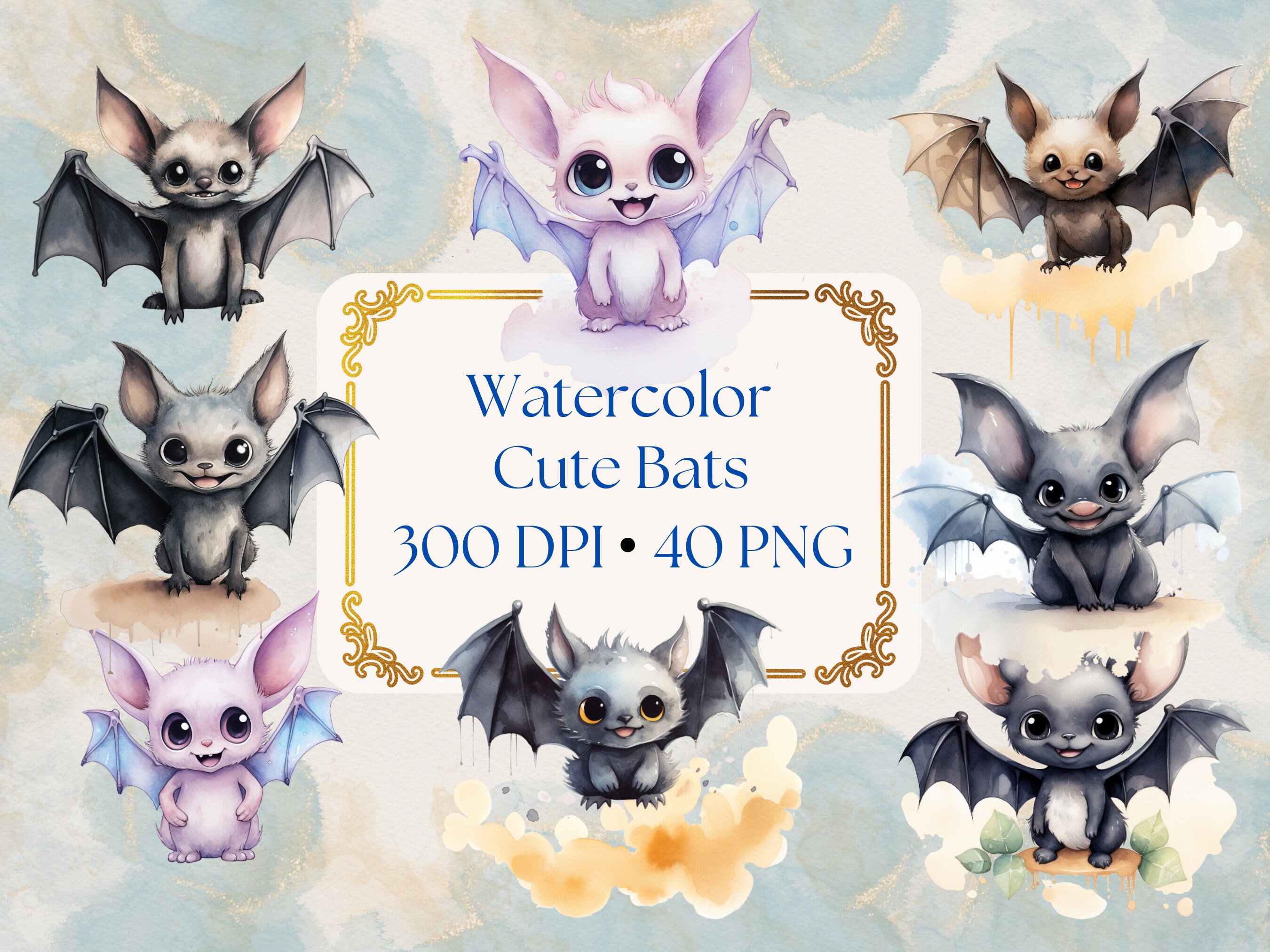 Cute Bat Clipart Image, Watercolor, Halloween Decor, Spooky Season ...