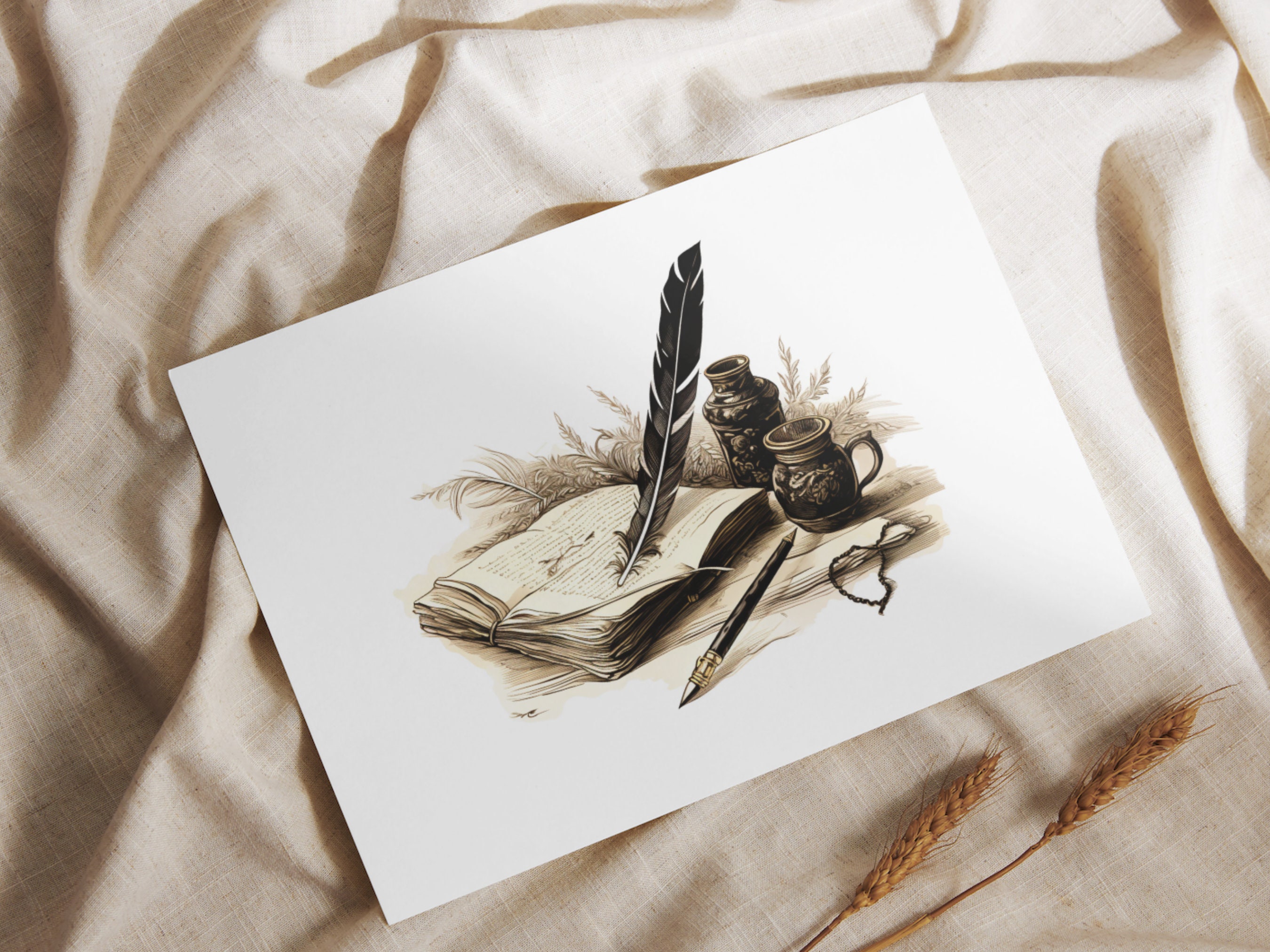Vintage Quill and Ink Clipart Bundle Part 2, Watercolor Art ...