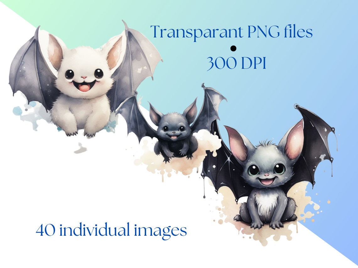 Cute Bat Clipart Image, Watercolor, Halloween Decor, Spooky Season ...