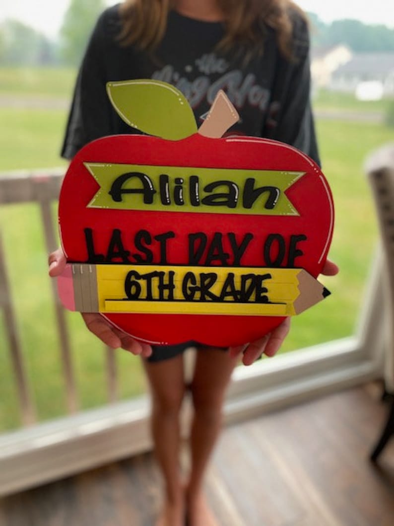 First Day Last Day School Sign Pre-k Thru 12th Apple Personalized ...