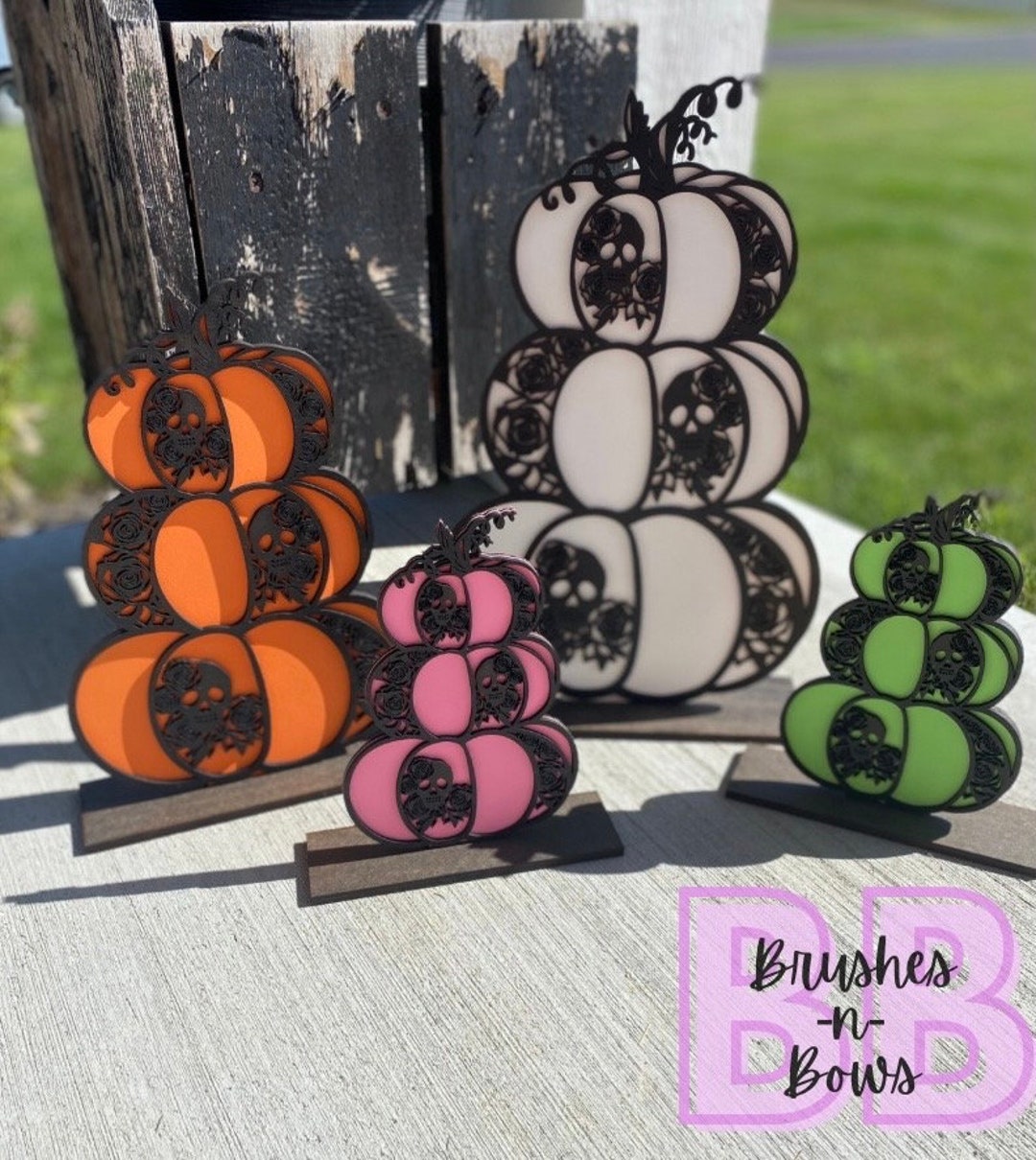 Skeleton Stacked Pumpkins | Standing Pumpkins | Halloween Decor ...
