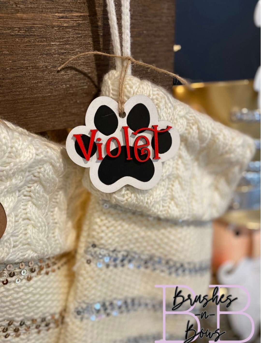 Personalized Cat Paw Name Tag | Christmas | Name Tag | Stocking Tag - Etsy