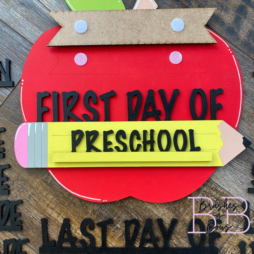 First Day Last Day School Sign Pre-k Thru 12th Apple Personalized ...