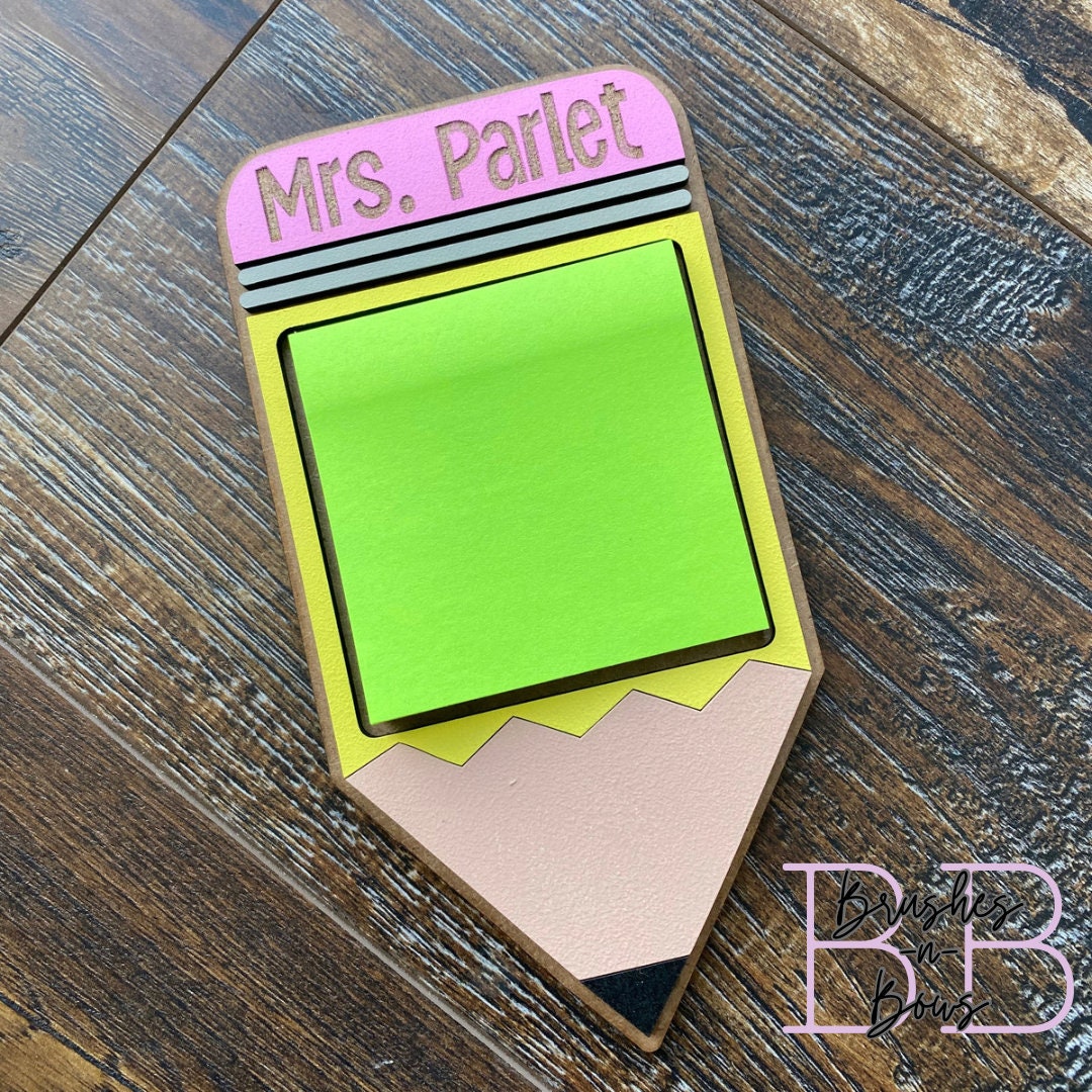 Personalized Pencil Post It Note Holder Teacher Gift - Etsy