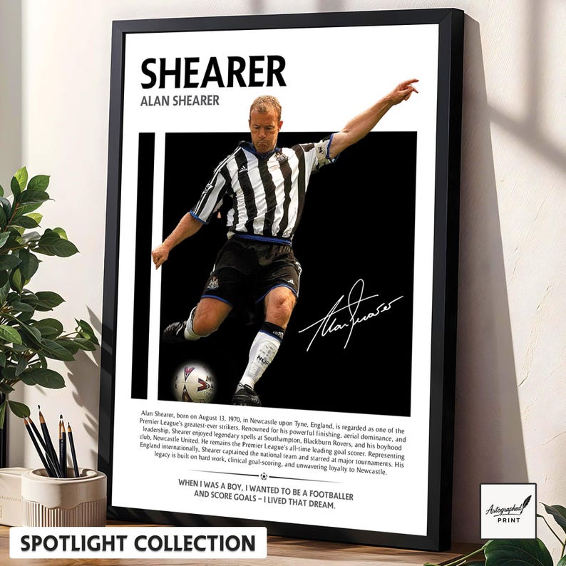 Alan Shearer Signed Photo Poster, Newcastle United Soccer Gifts Print ...